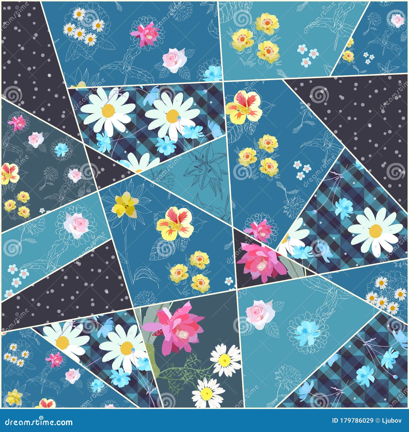 Patchwork Pattern with Floral Patches. Beautiful Design for Square ...