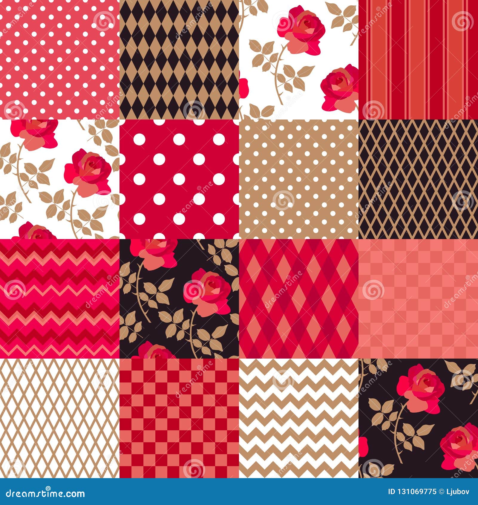 Patchwork Pattern from Floral, Zigzag, Striped, Polka Dot, Checkered ... Patchwork Pattern from Floral, Zigzag, Striped, Polka Dot, Checkered ...