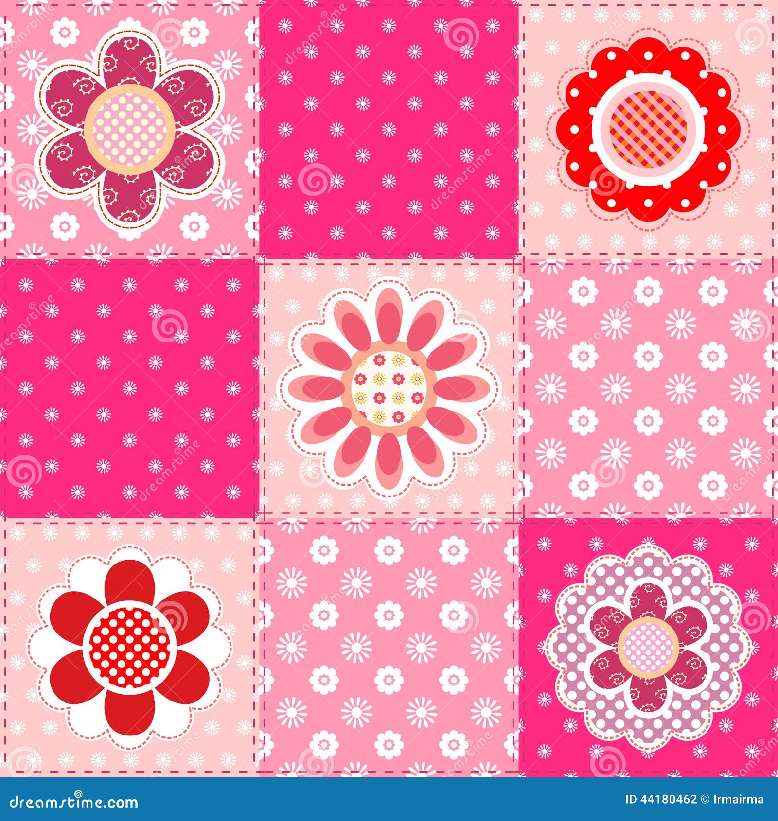 Patchwork Pattern with Flowers Stock Vector - Illustration of retro ...