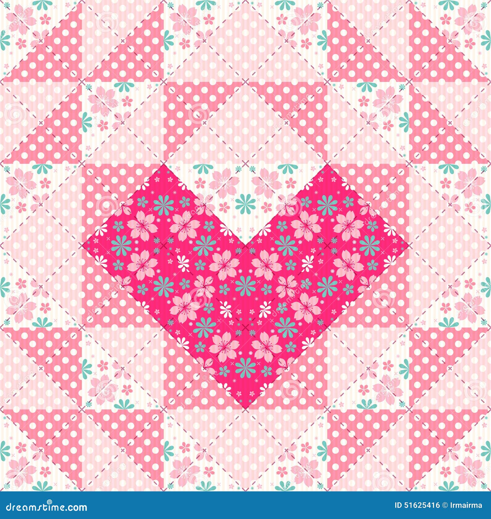 Patchwork Pattern with Heart Stock Vector - Illustration of heart ...