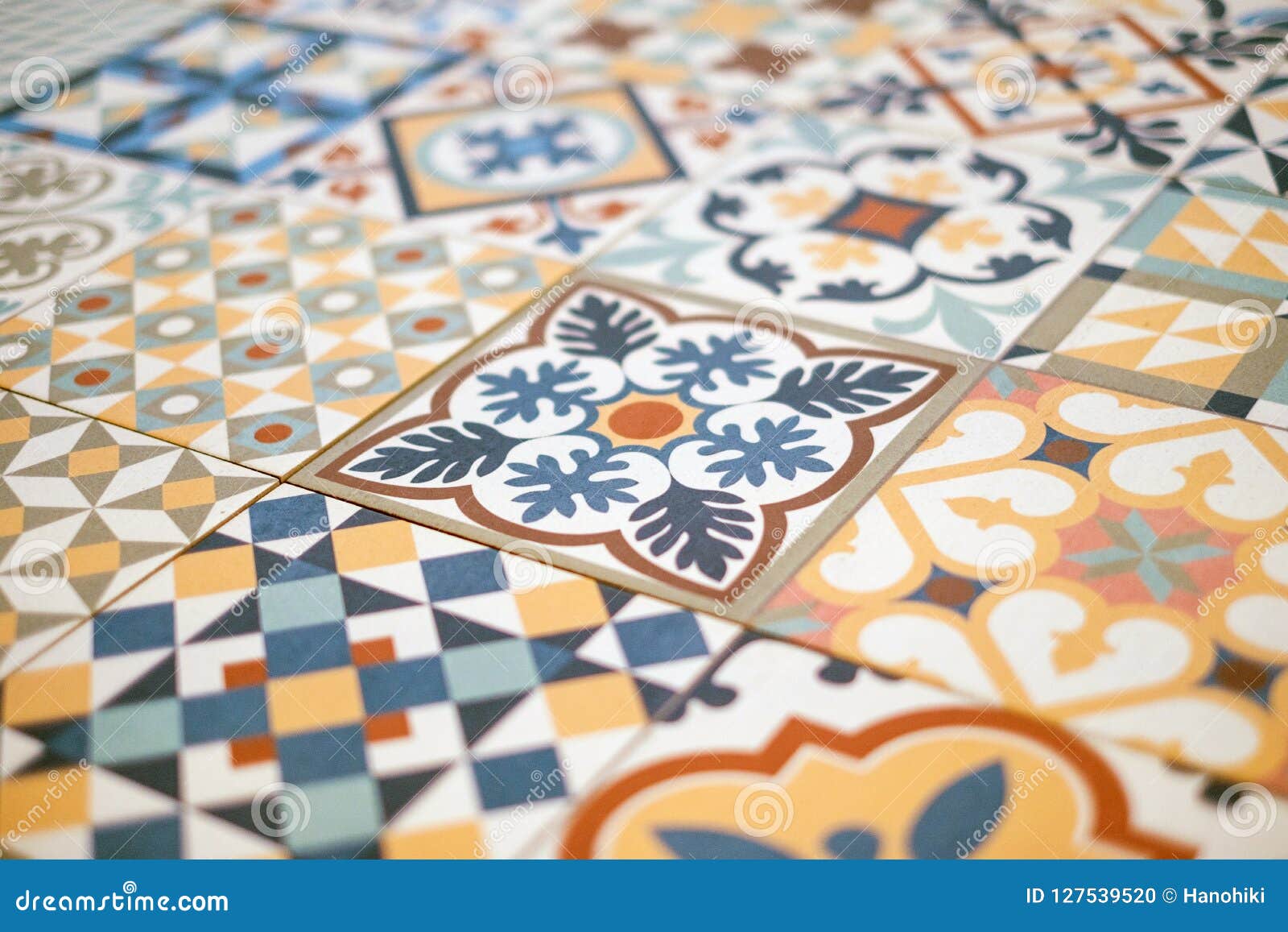 Patchwork Pattern Tile Closeup - Colorful Design Stock Photo - Image of ...