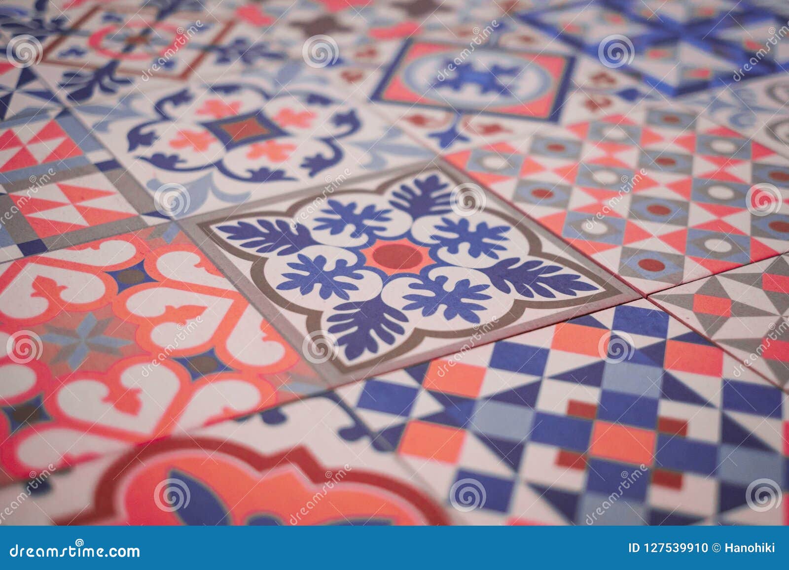 Patchwork Pattern Tile Closeup - Colorful Design Stock Photo - Image of ...