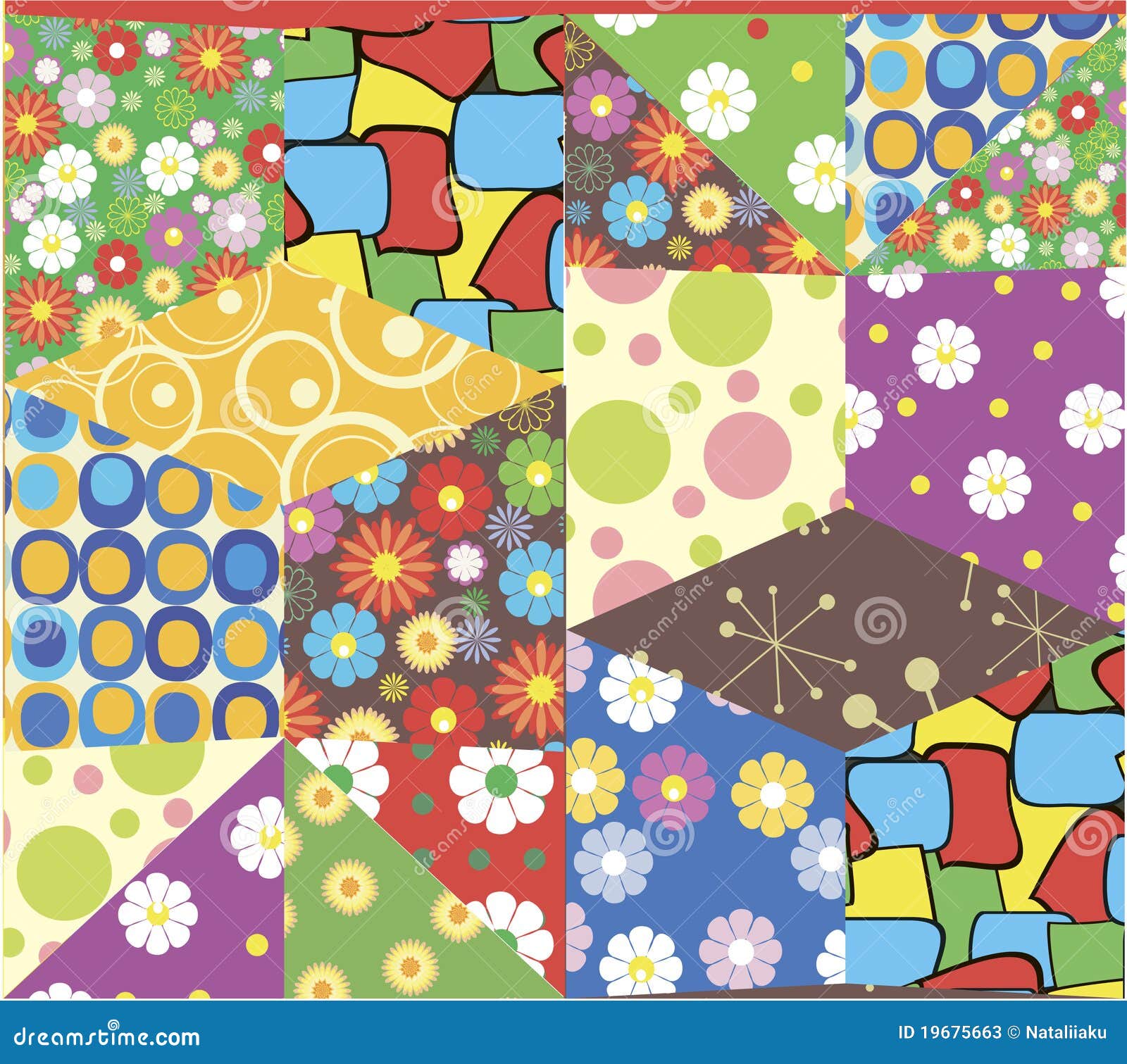 Patchwork Pattern in Vector Stock Vector - Illustration of quilted ...