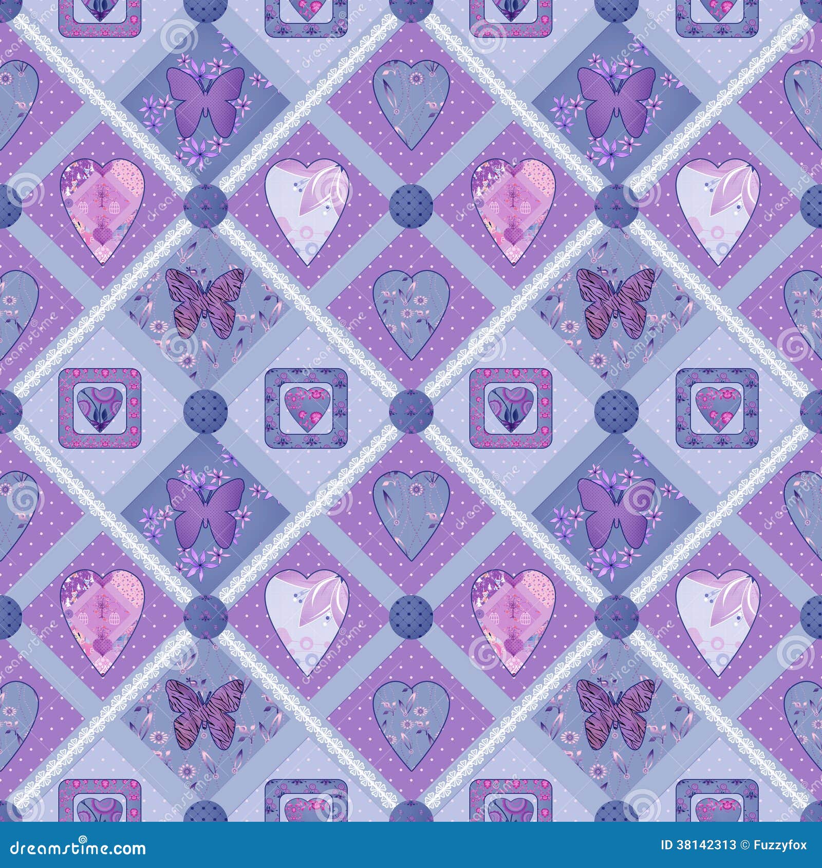 Patchwork Purple Squares Seamless Pattern Texture Stock Illustration ...
