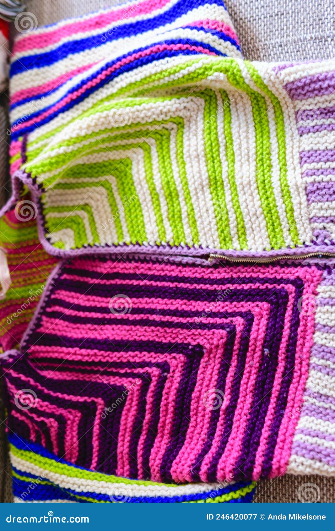 A Patchwork Quilt with a Colorful Graphic Design, Knitting Texture ...