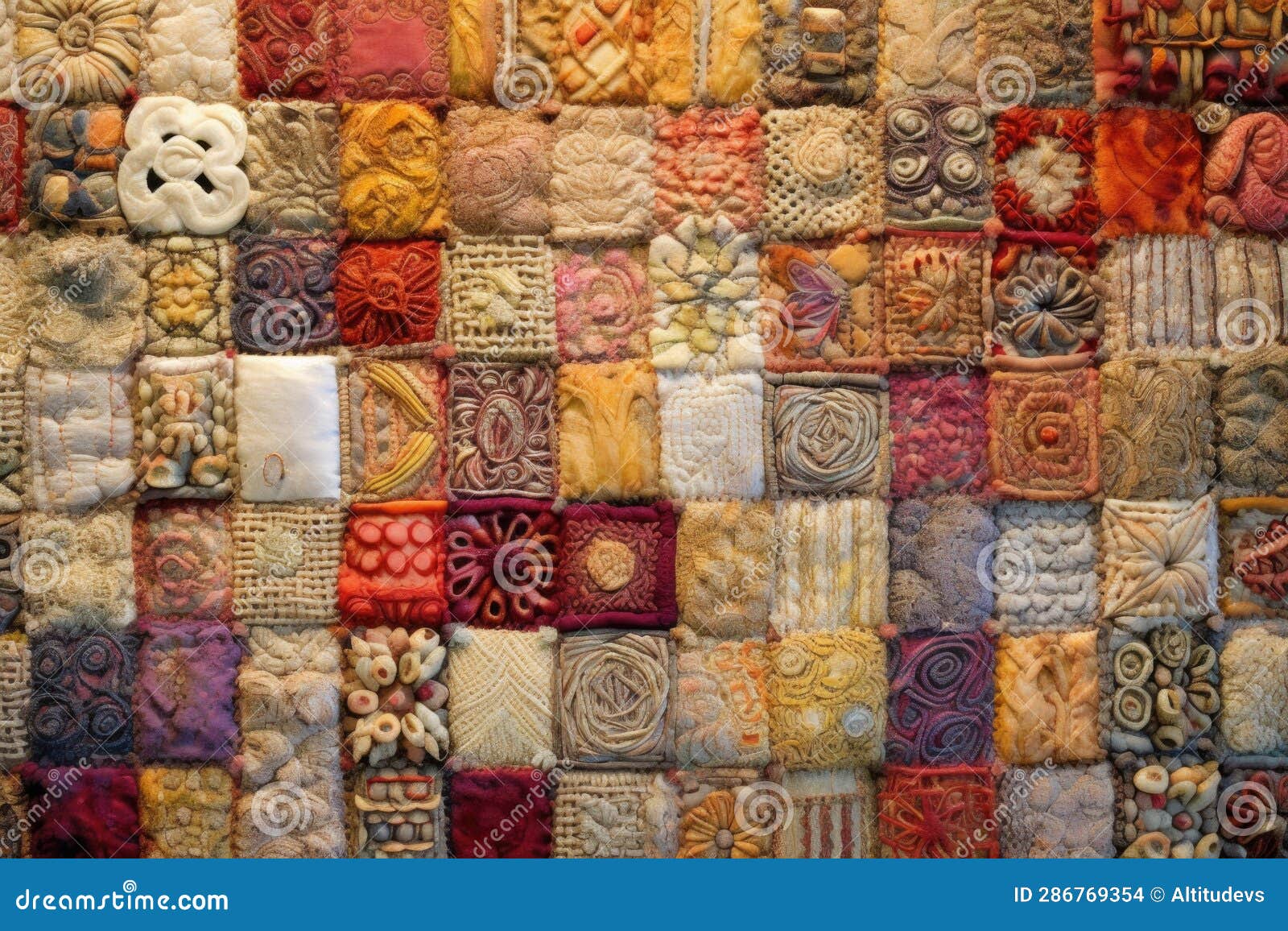 Patchwork Quilt with Intricate Designs and Textures Stock Photo - Image ...