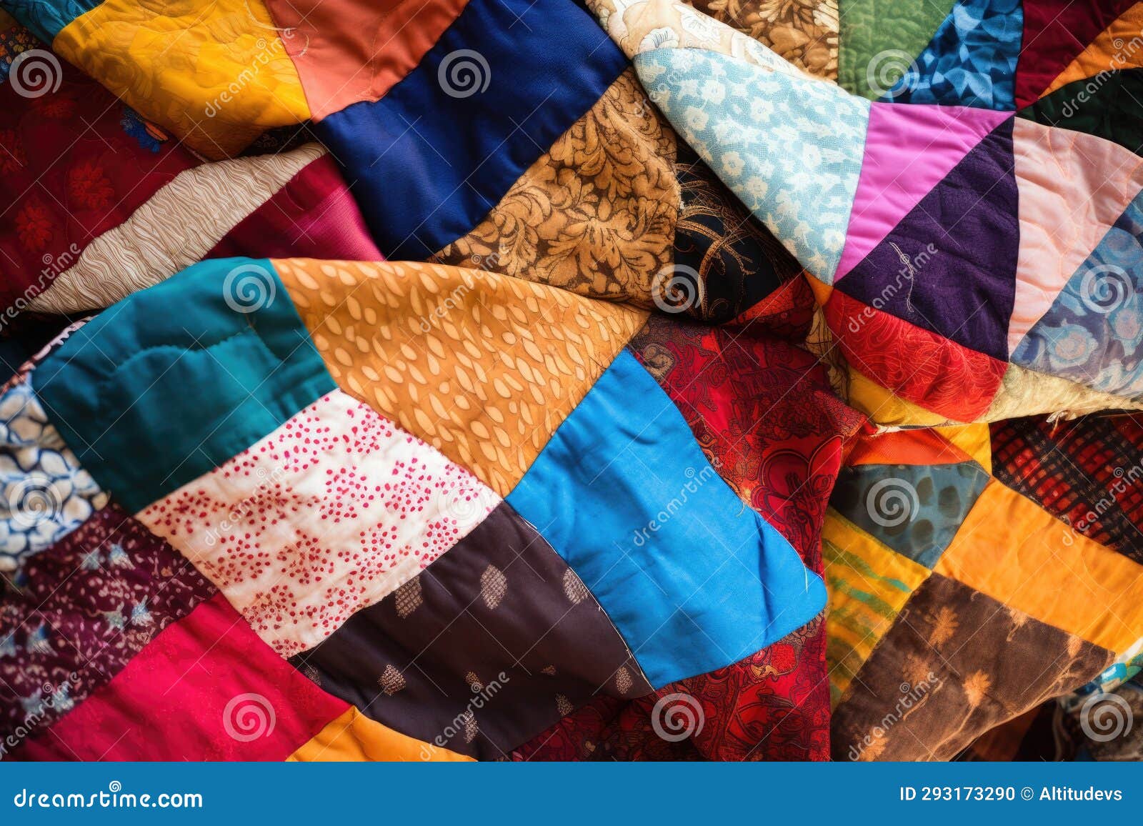 Patchwork Quilt Made of Diverse Patterns and Colors Stock Illustration ...