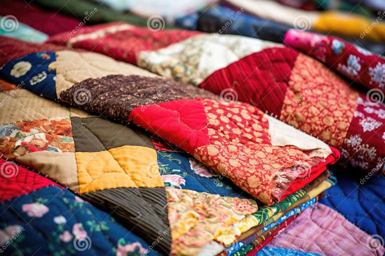 Patchwork Quilt Made of Diverse Patterns and Colors Stock Photo - Image ...