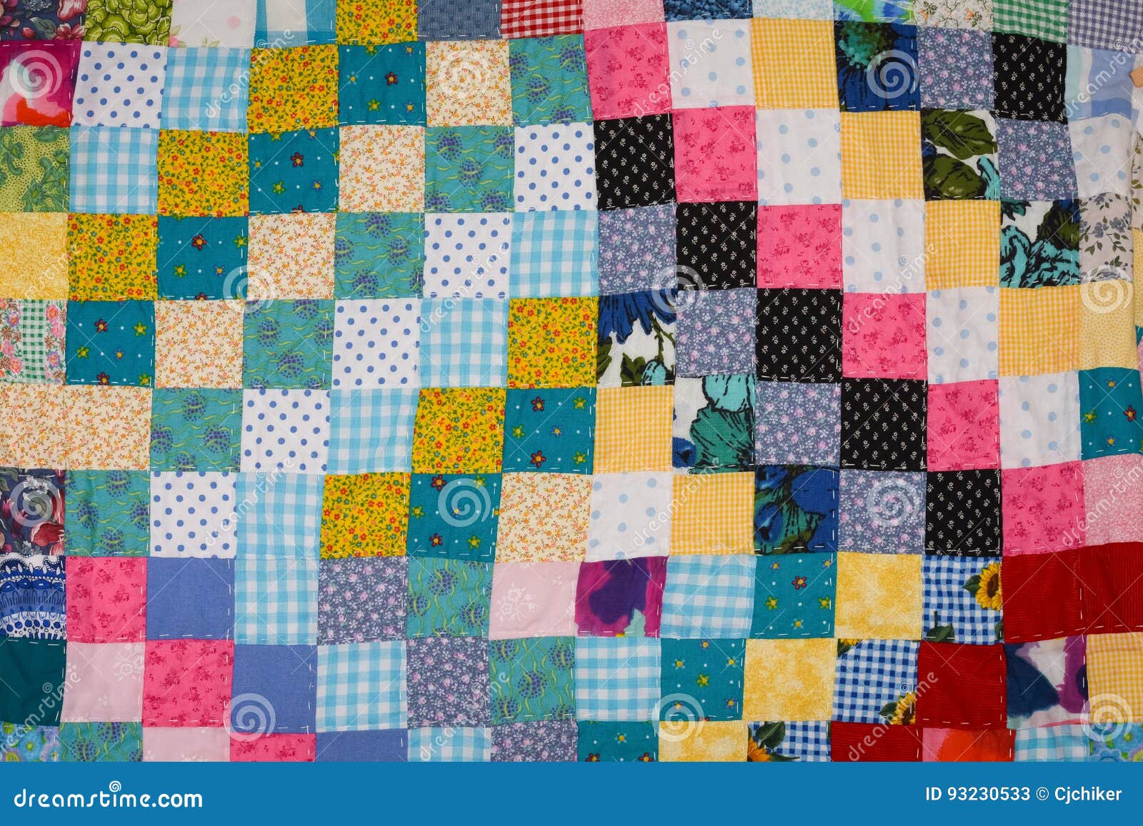 Patchwork Quilt Squares Pink and Yellow Stock Image - Image of yarn ...