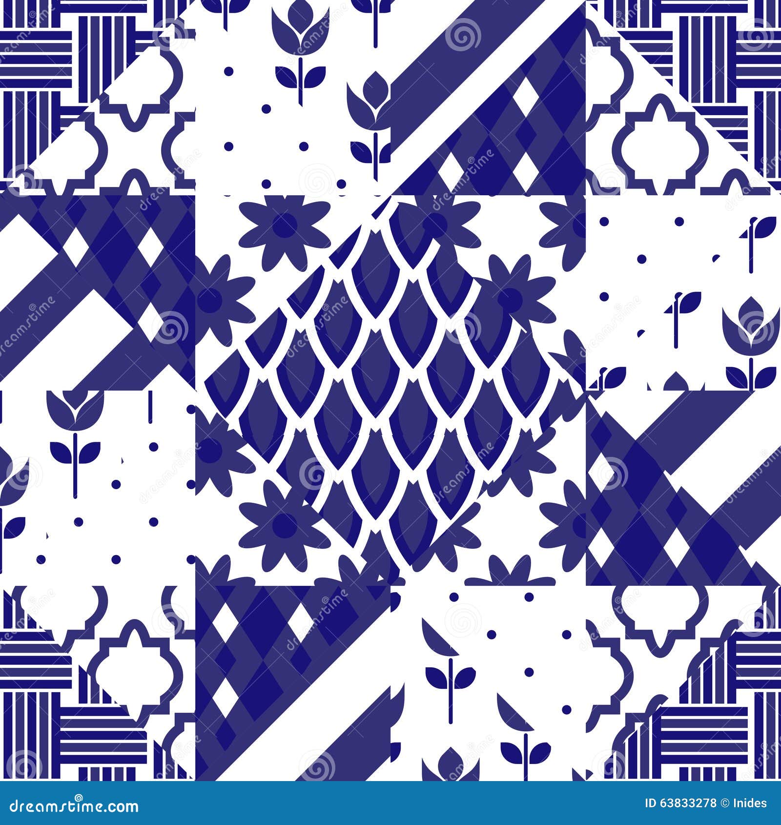 Patchwork Quilt Vector Pattern Tiles Stock Vector - Illustration of ...