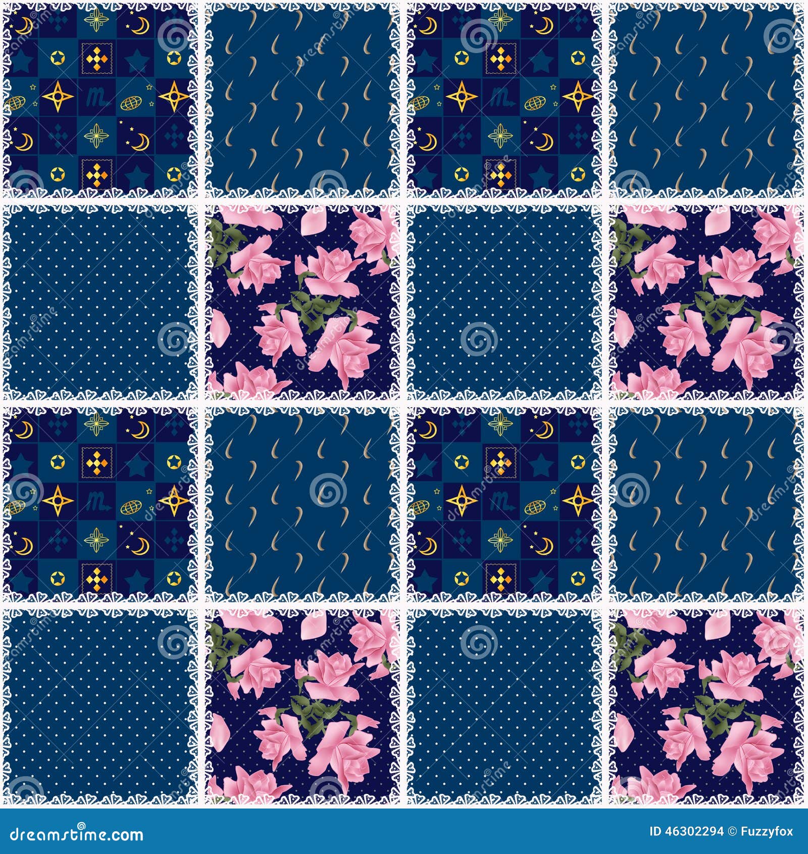 Patchwork Retro Texture Pattern Background Royalty-Free Stock ...