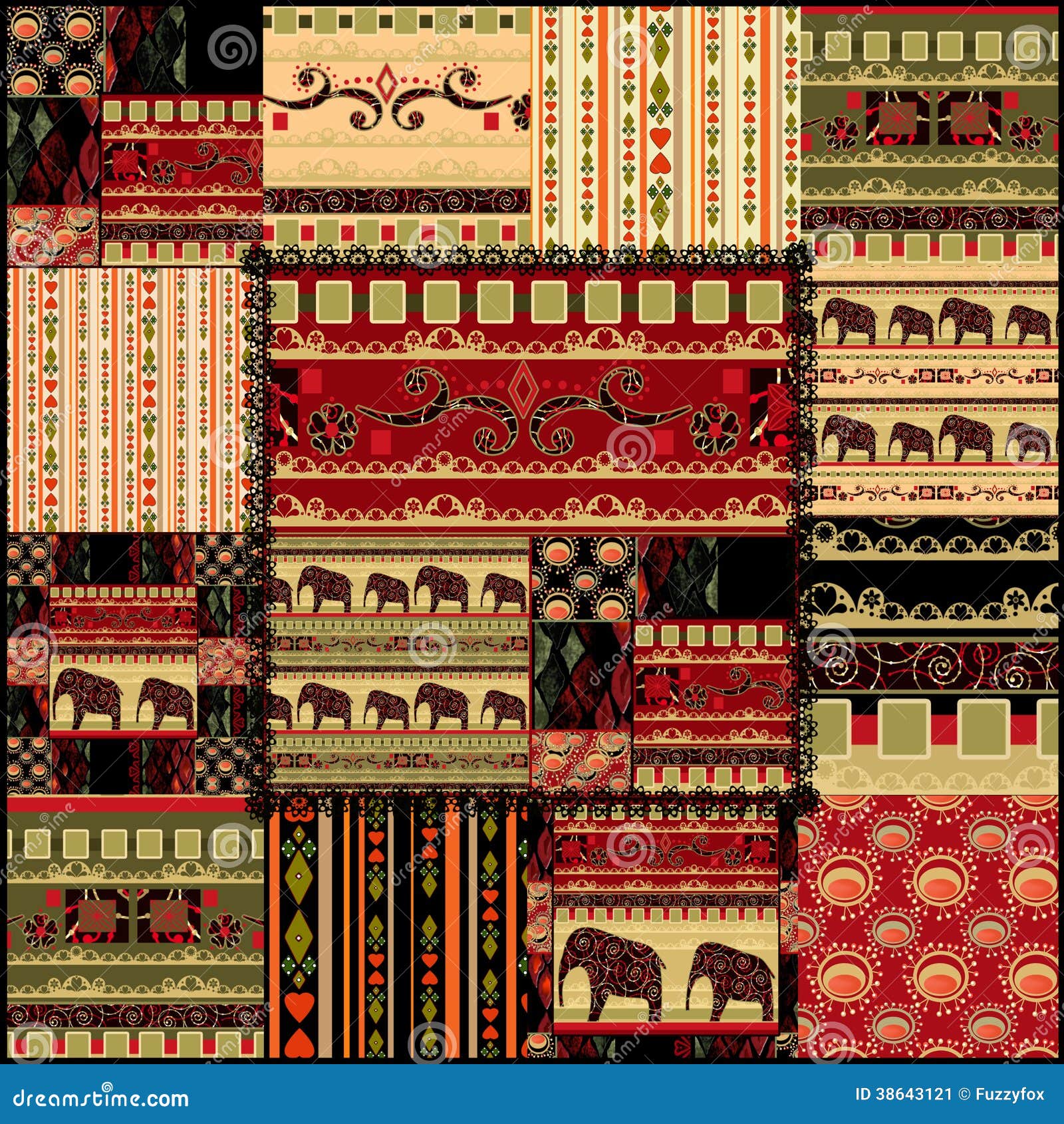 Seamless African Shweshwe Print In Gold And Maroon Stock Image ...