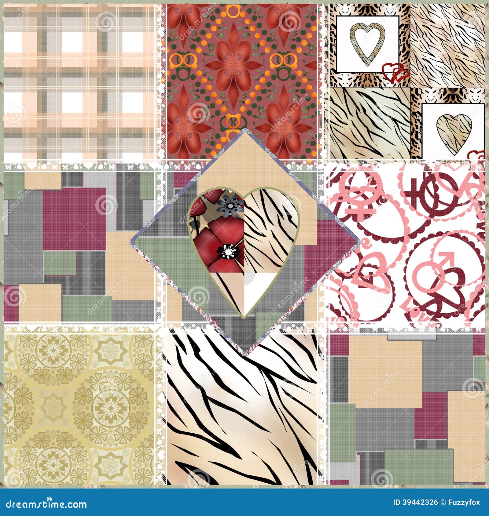 Patchwork Seamless Floral Abstract Elements Pattern Texture Stock ...