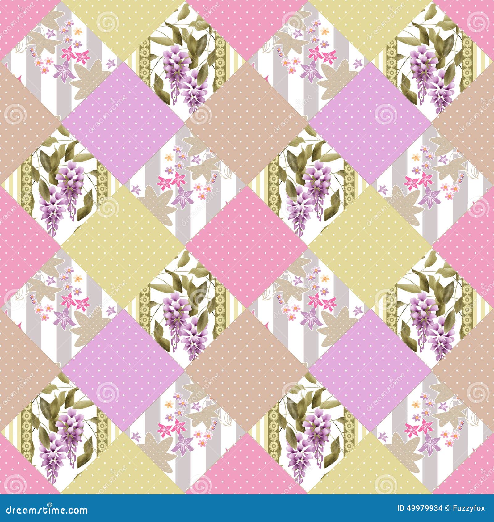 Patchwork Seamless Floral Pattern Background with Decorative Elements ...