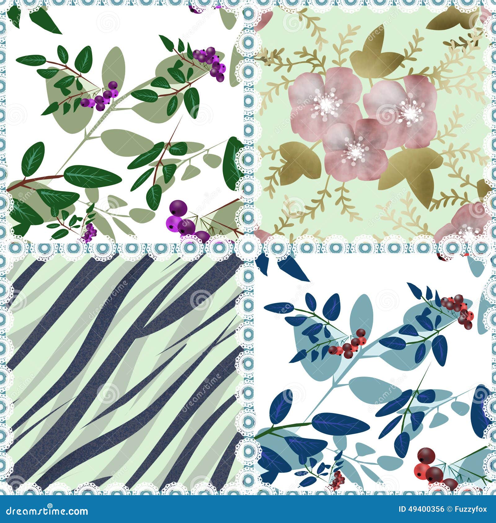 Patchwork Seamless Floral Pattern Background Stock Illustration