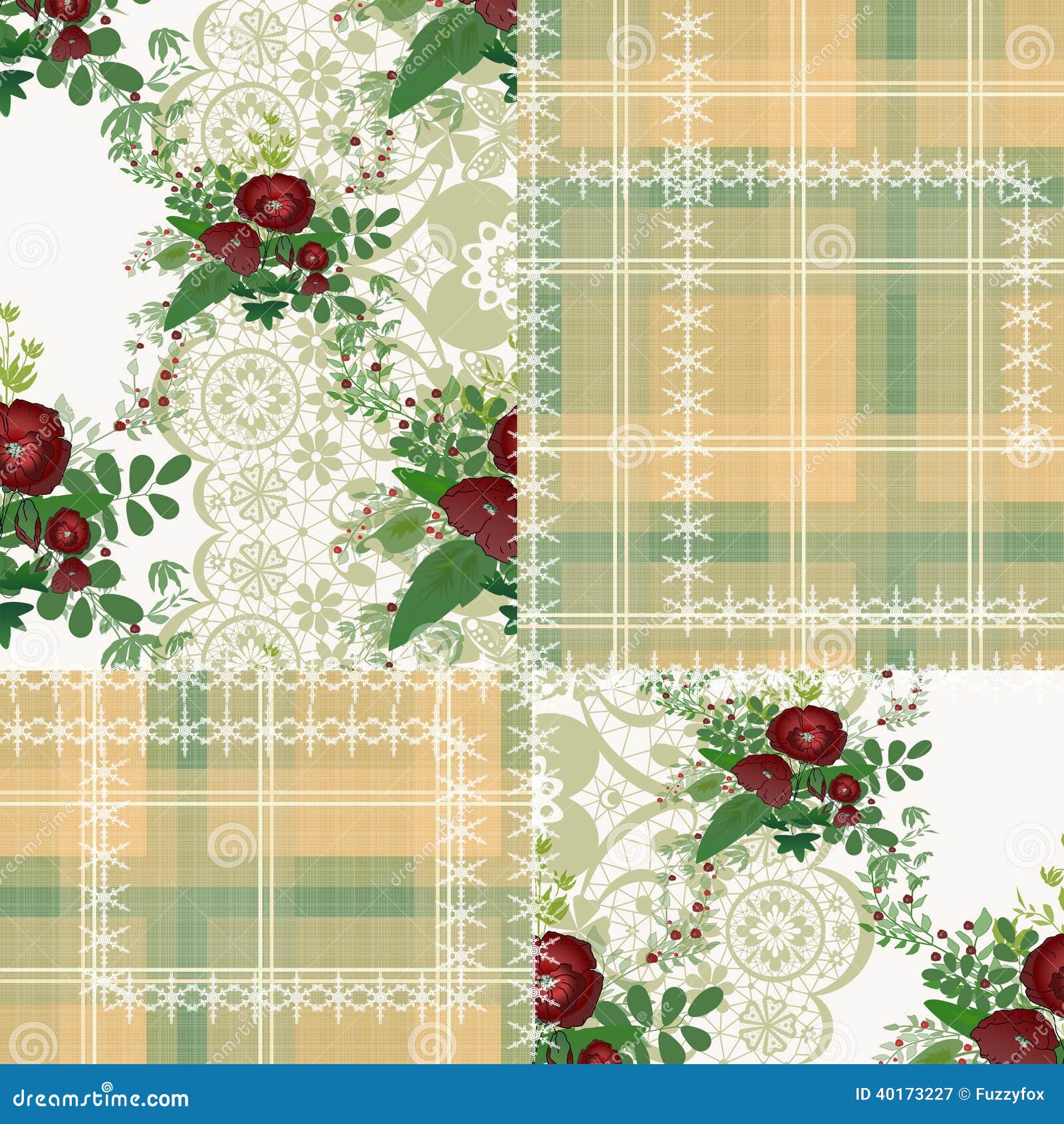 Patchwork Seamless Floral Pattern Ornament Stock Illustration ...