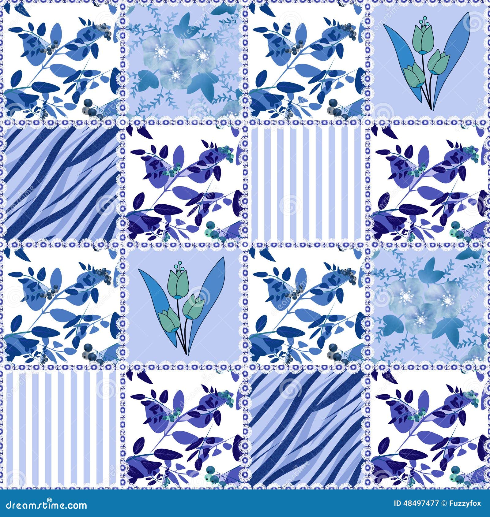 Patchwork Seamless Floral Pattern Texture Background Stock Illustration - Illustration of ...