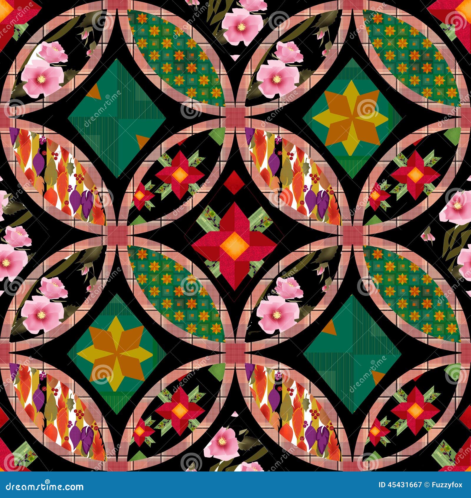 Patchwork Seamless Floral Pattern Texture Background Decorative Stock ...