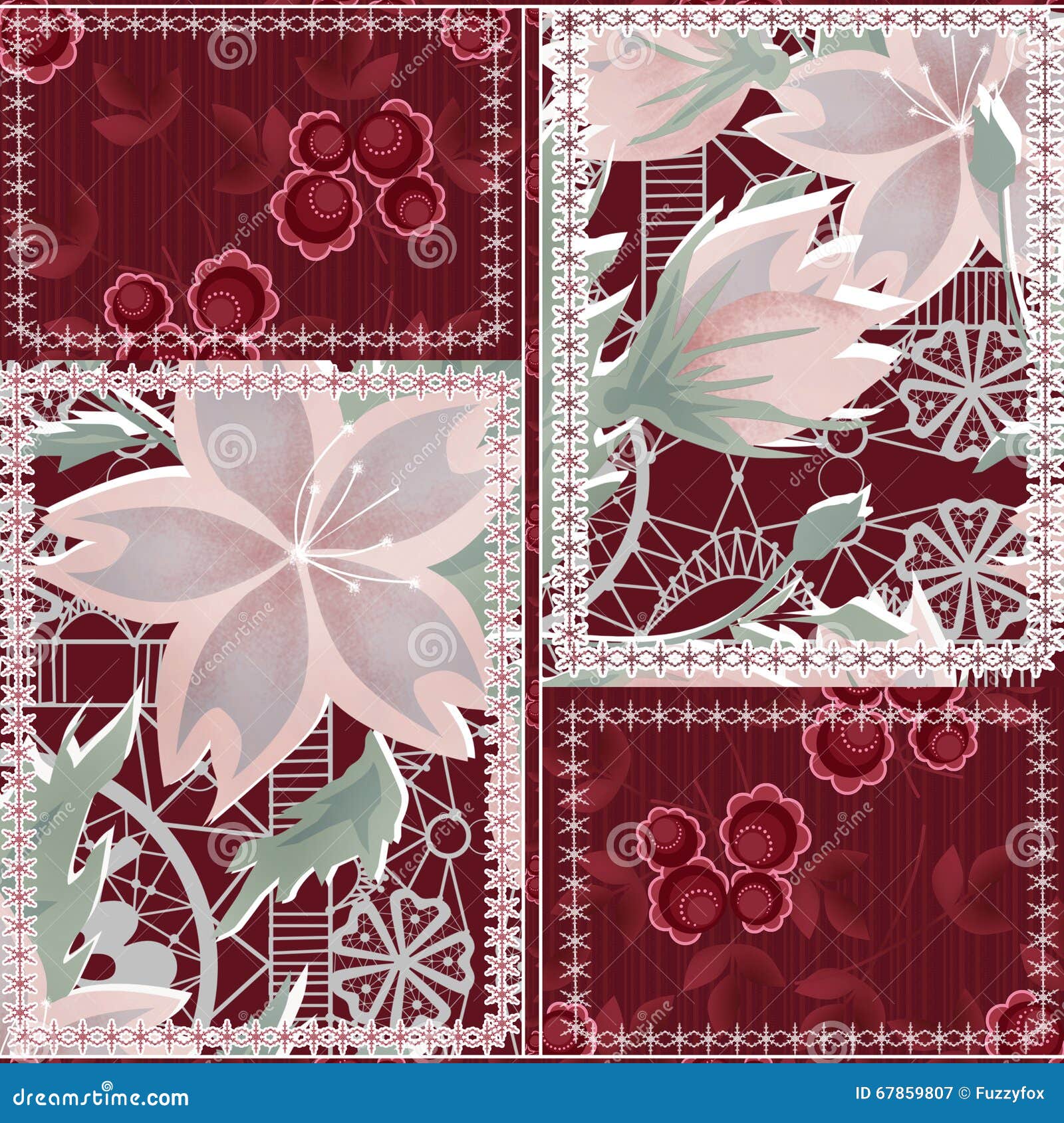 Patchwork Seamless Pattern Background with Decorative Elements Stock ...