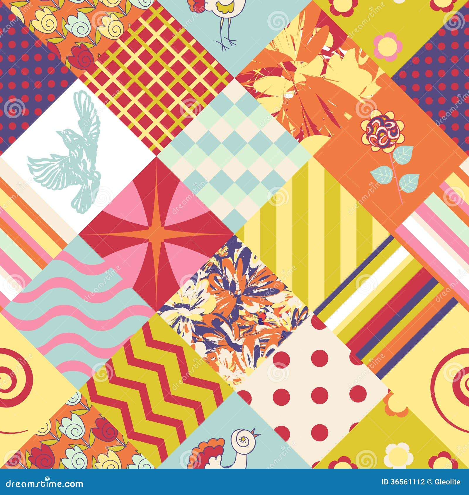 Patchwork seamless pattern stock vector. Illustration of detail - 36561112