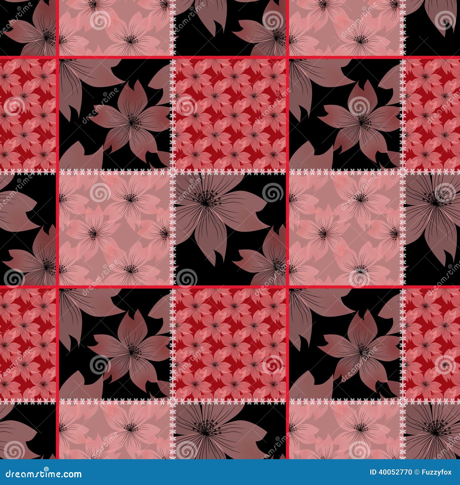 Patchwork Seamless Pattern with Flowers Stock Illustration ...