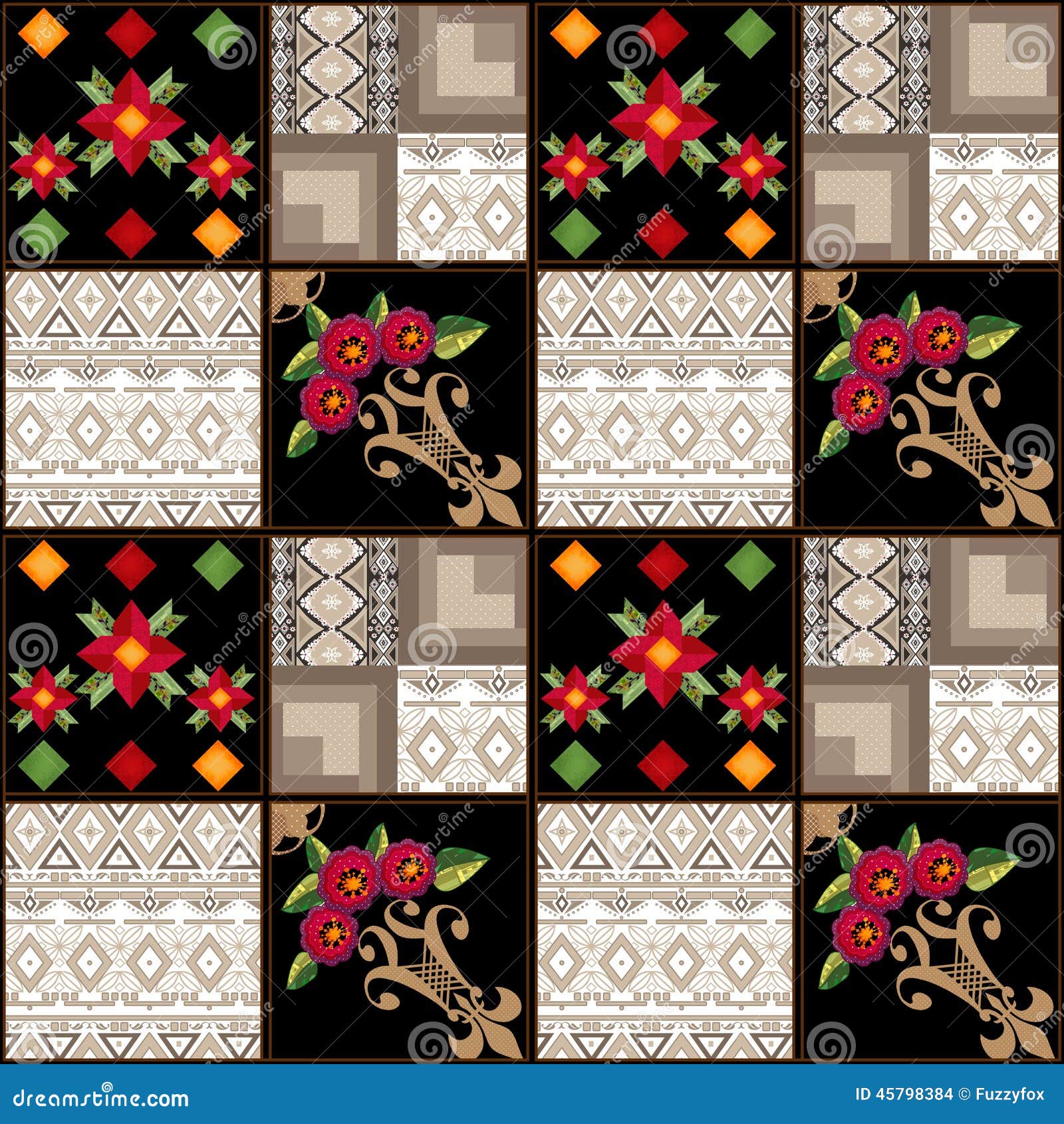 Patchwork Seamless Pattern Geometric Elements Background Stock ...