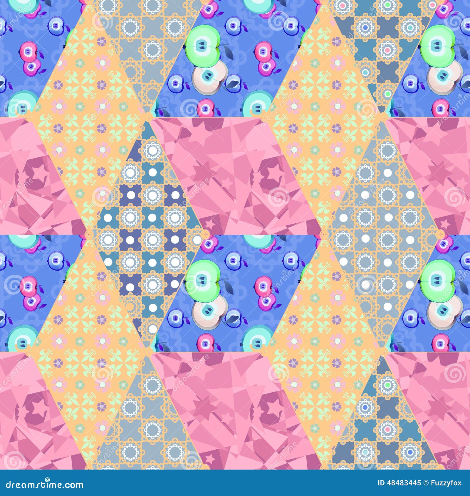 Patchwork Seamless Pattern with Geometric Elements Retro Background ...