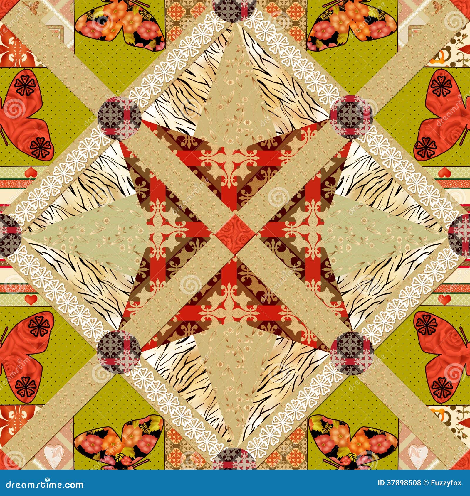 Patchwork Seamless Pattern Texture Background Stock Illustration