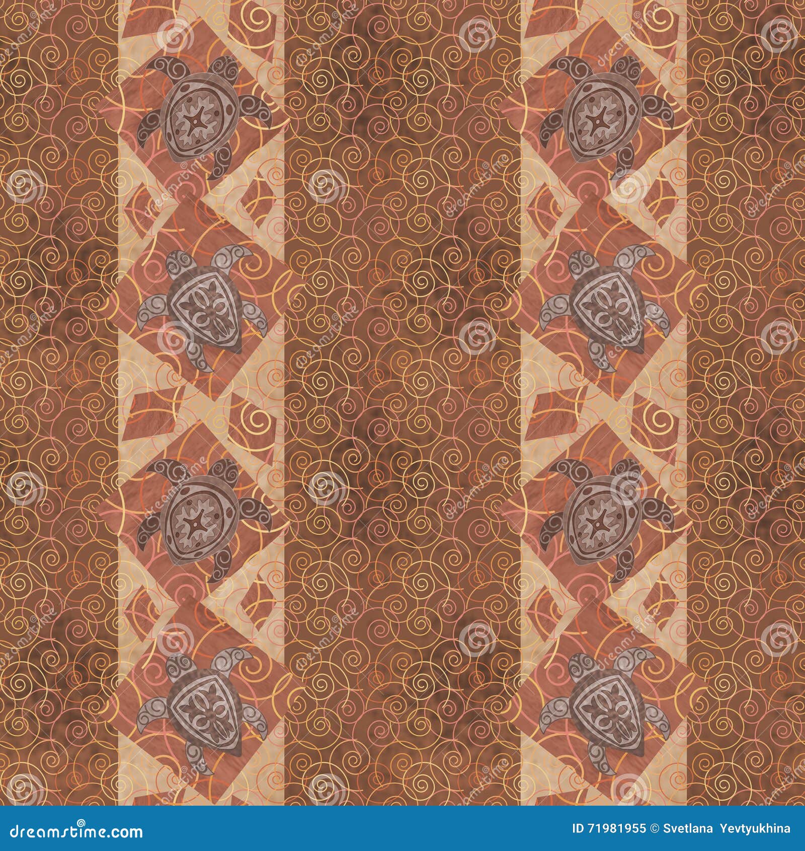 Patchwork Seamless Pattern Tortoise Texture Brown Background. Stock ...