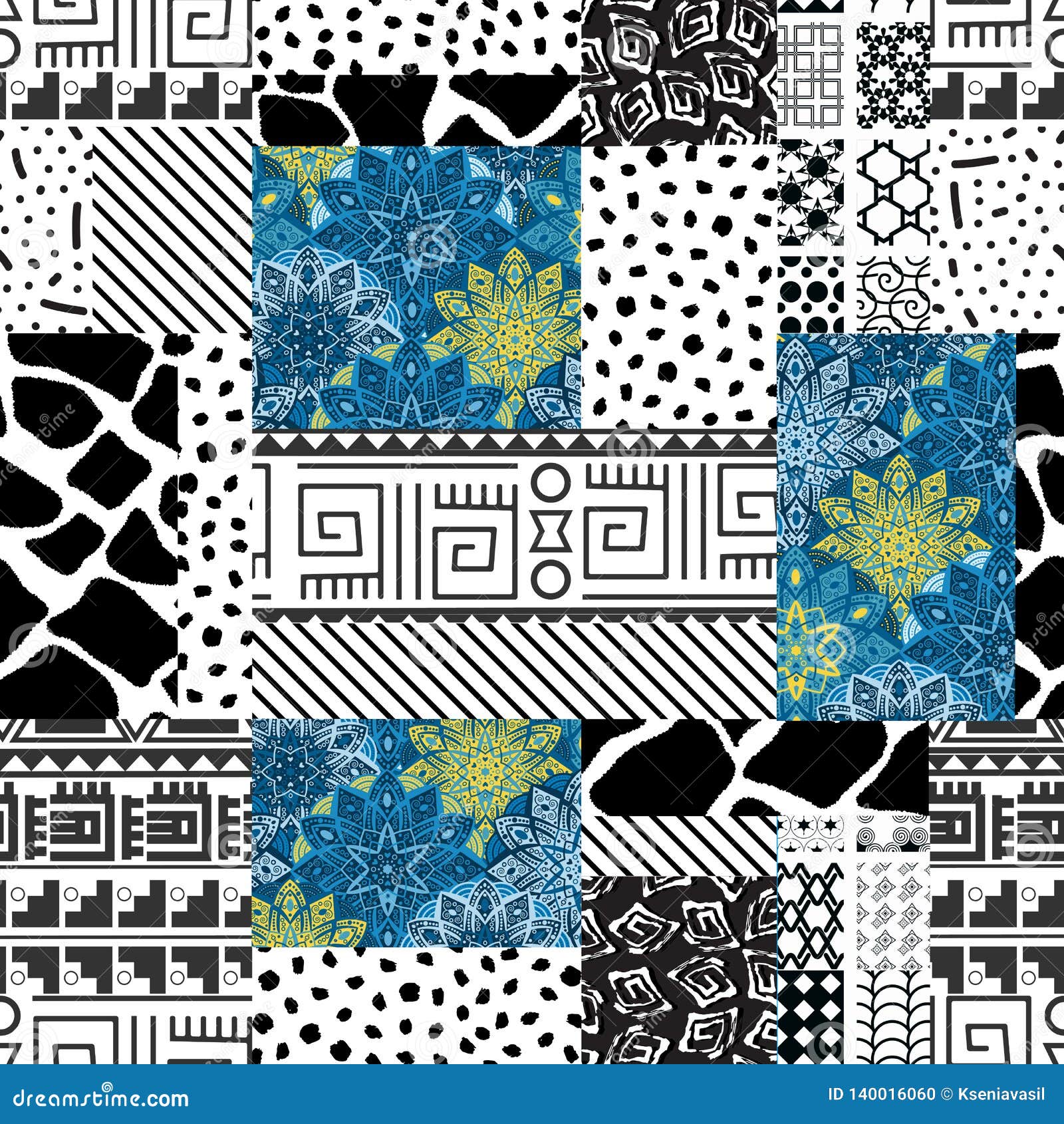 Patchwork seamless texture stock vector. Illustration of folk - 140016060