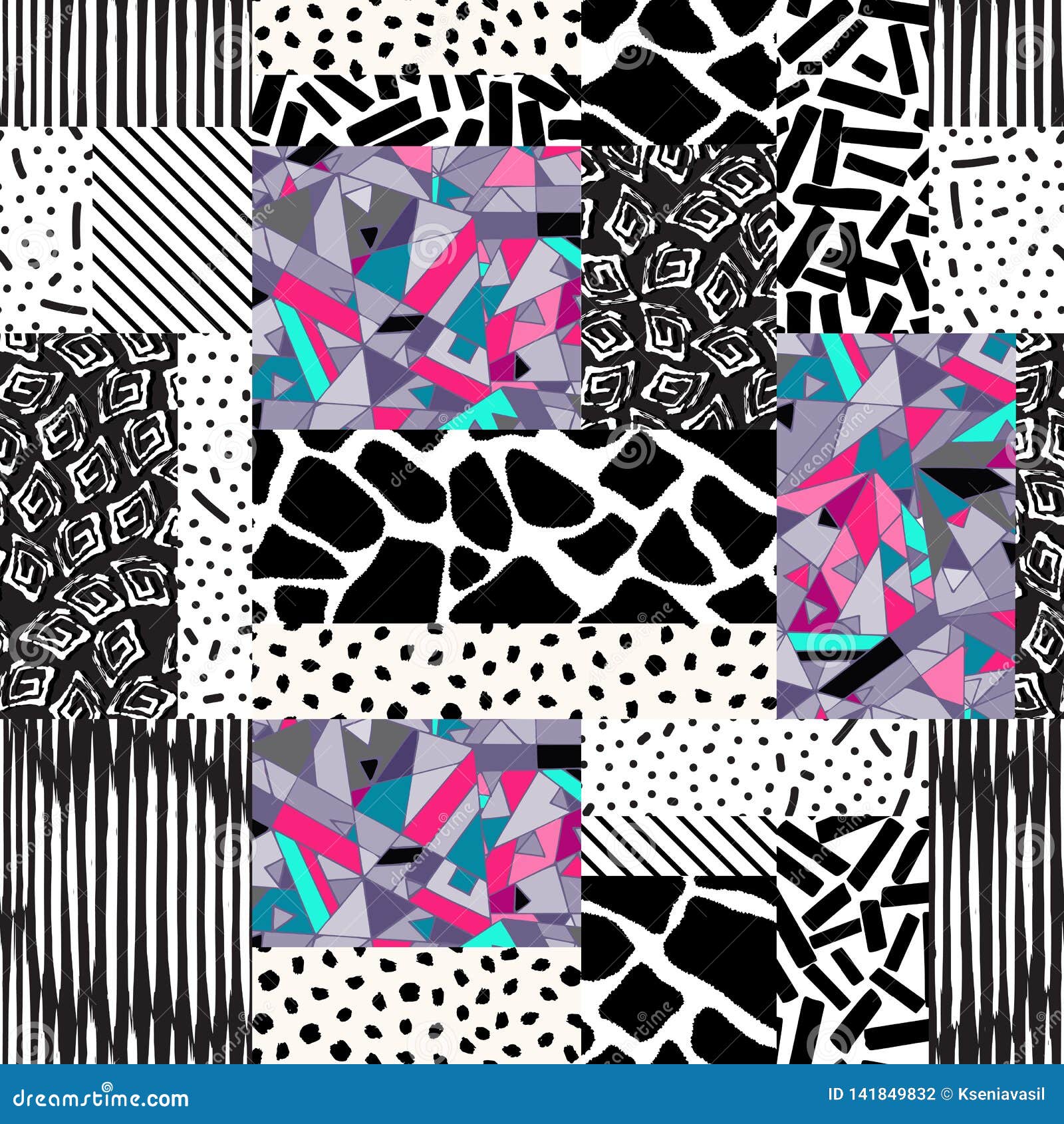 Patchwork seamless texture stock vector. Illustration of ethnic - 141849832
