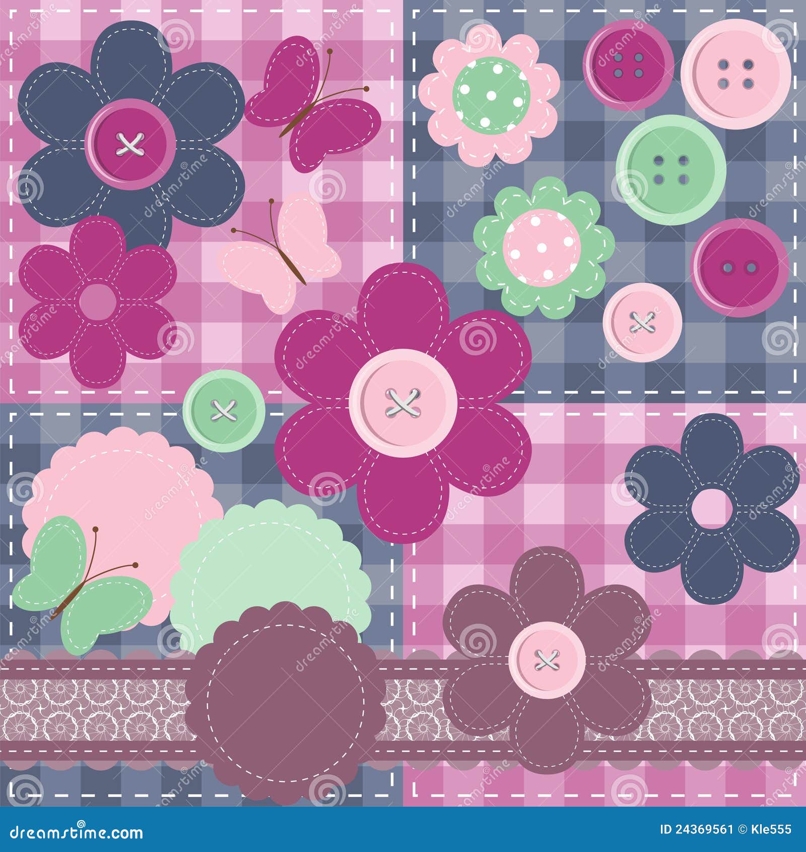 Scrapbook Objects On Patchwork Background Stock Image | CartoonDealer ...