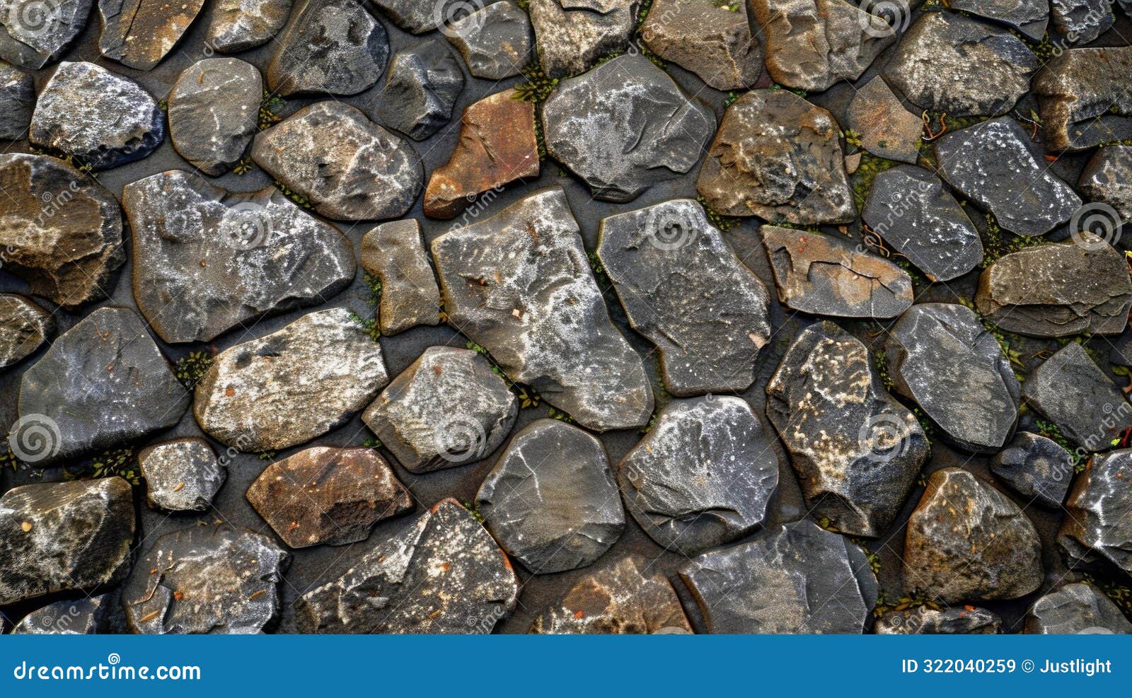 A Patchwork of Small Rugged Stones with Uneven Surfaces Creating a ...
