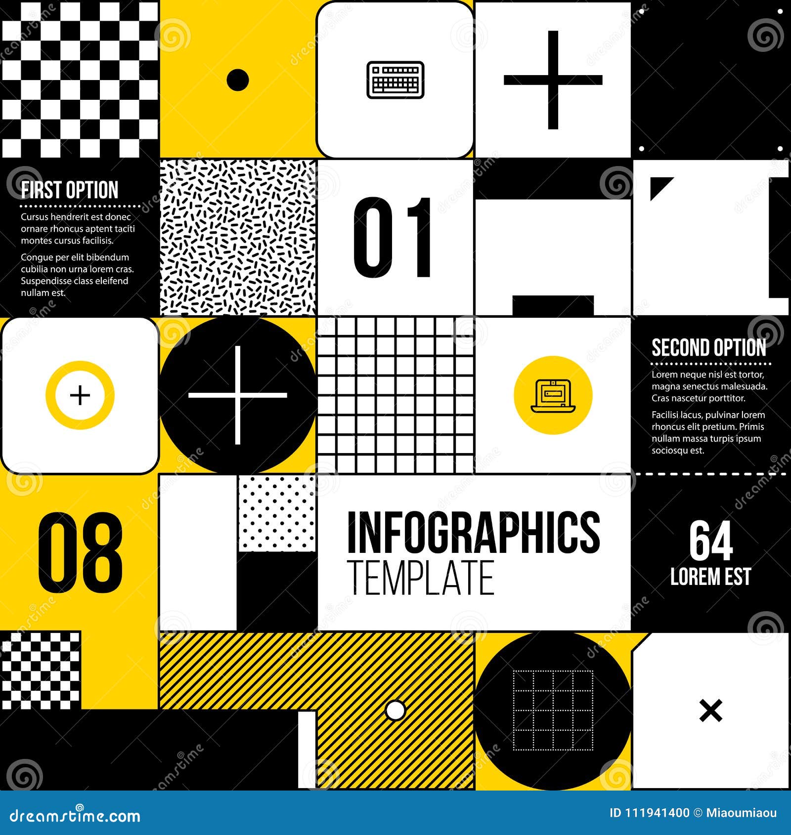 Patchwork Square Template in Fancy Geometric Style Stock Illustration ...