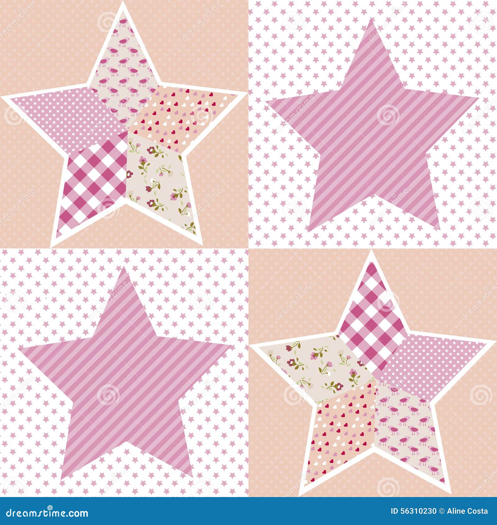Patchwork Stars Background Vector Illustration | CartoonDealer.com ...