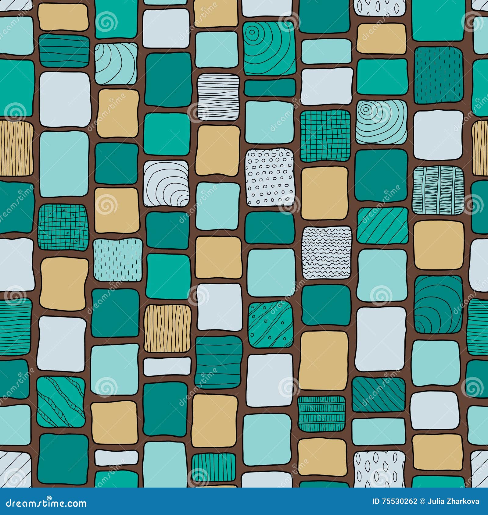 Patchwork Style Tribal Bricks Seamless Texture, Pastel Colors Vector ...