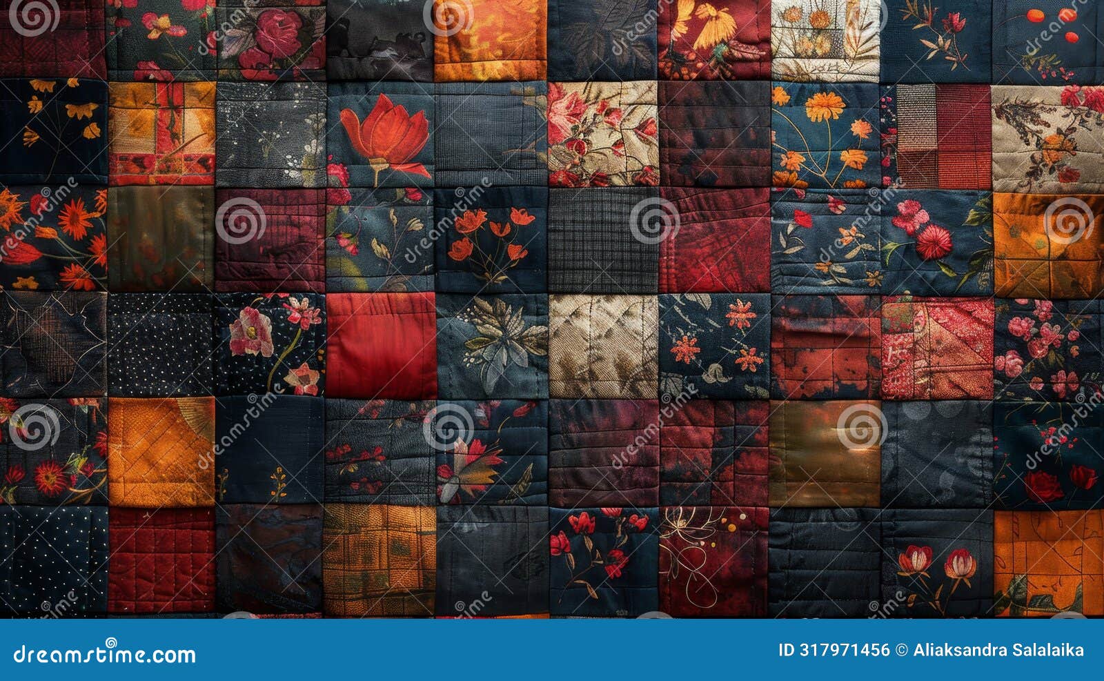 Patchwork Textile Art, a Patchwork Print Design Features Quilted Fabric ...