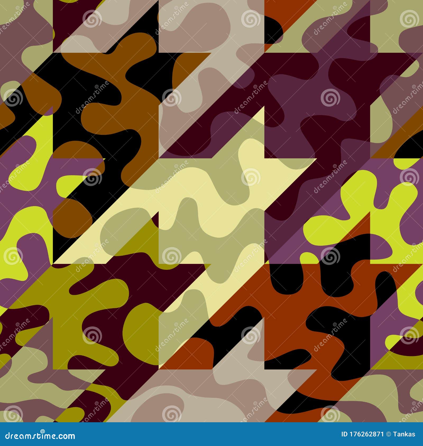 Patchwork Textile Pattern in Military Style. . Vector Image. Stock ...