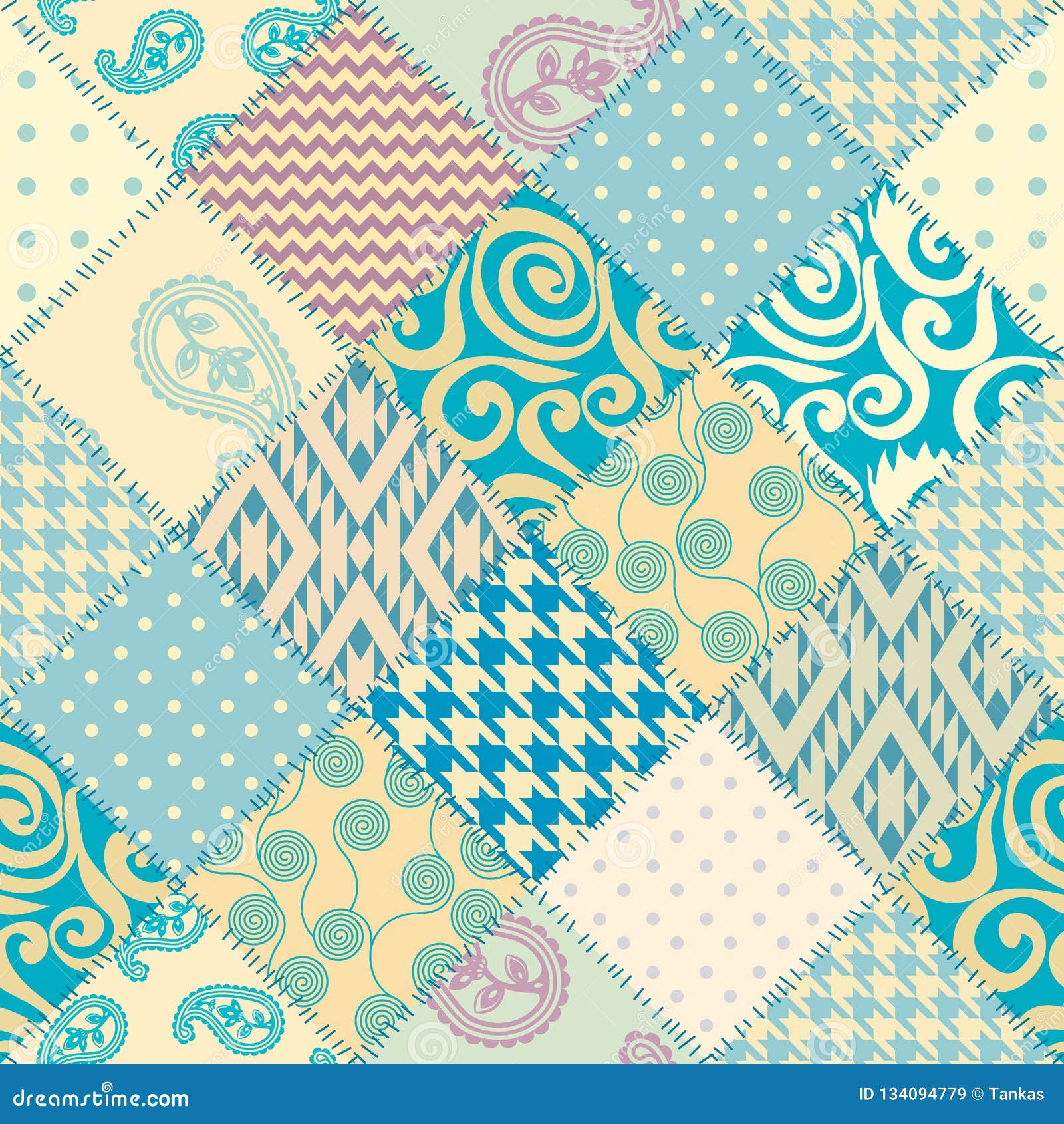 Patchwork Textile Pattern. Seamless Quilting Design Background. Stock ...