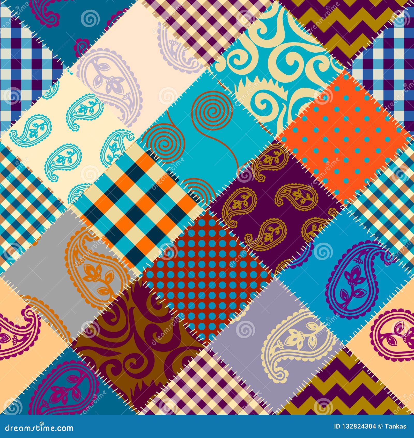 Patchwork Textile Pattern. Seamless Quilting Design Background. Stock ...