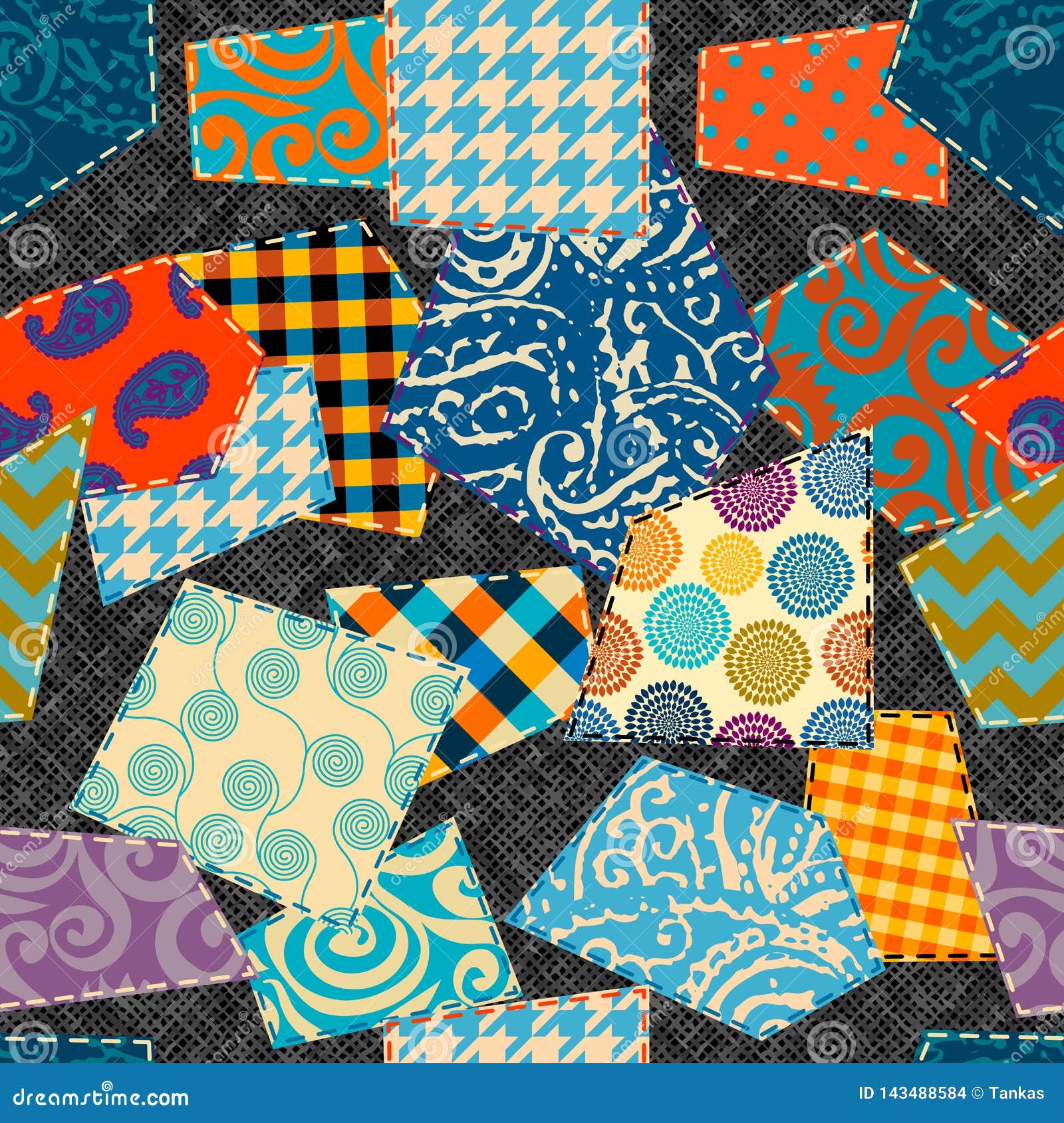Patchwork Textile Pattern Seamless Quilting Design Background Stock