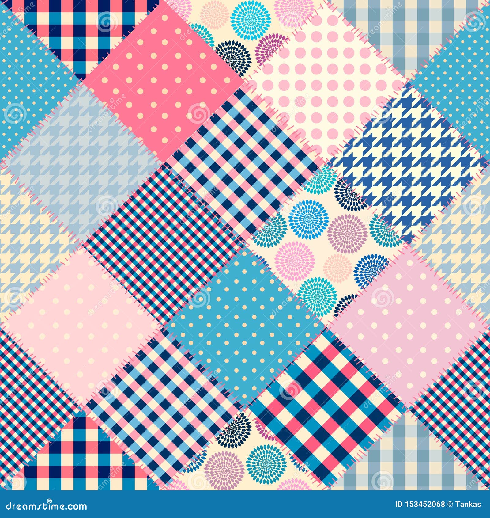 Patchwork Textile Pattern Seamless Quilting Design Background Stock