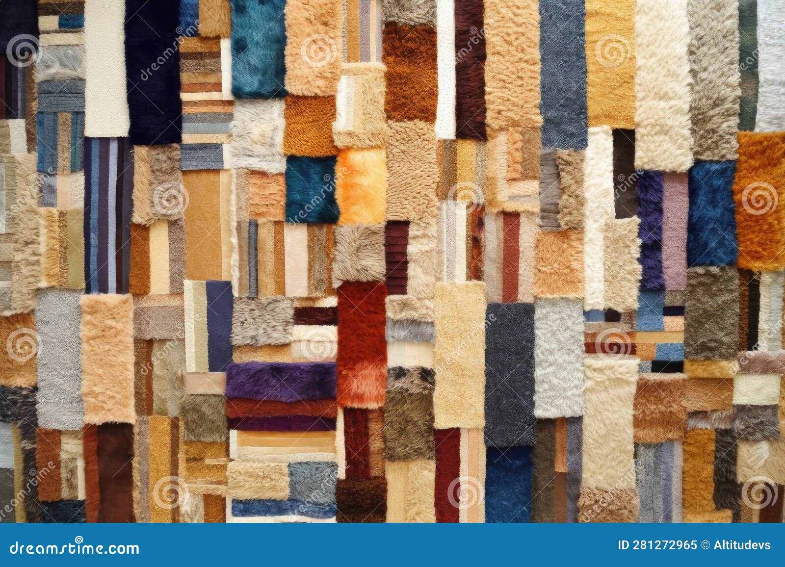 Patchwork of Various Carpet Samples Forming a Collage Stock ...