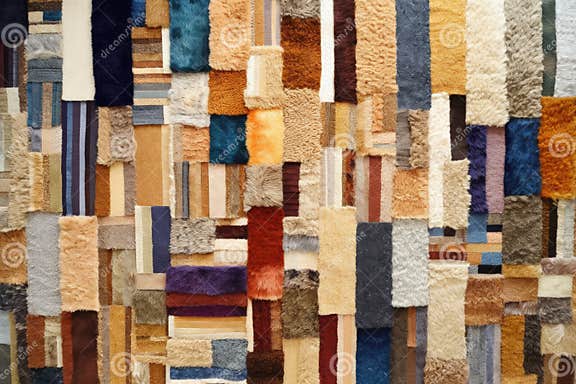 Patchwork of Various Carpet Samples Forming a Collage Stock ...