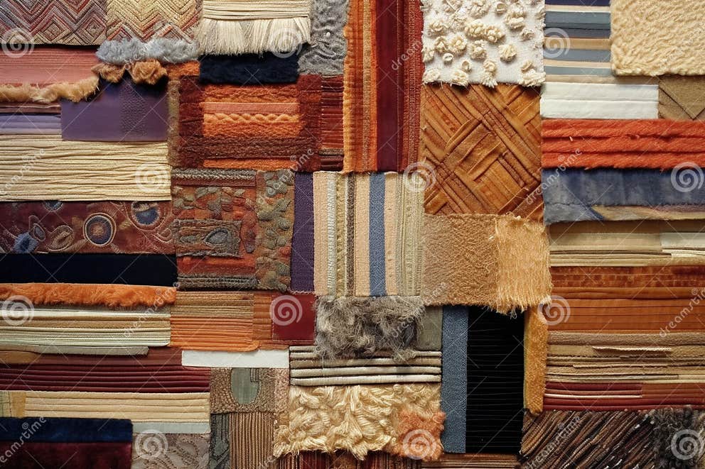 Patchwork of Various Carpet Samples Forming a Collage Stock ...