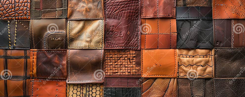 A Patchwork of Various Leather Textures in Different Shades of Brown ...