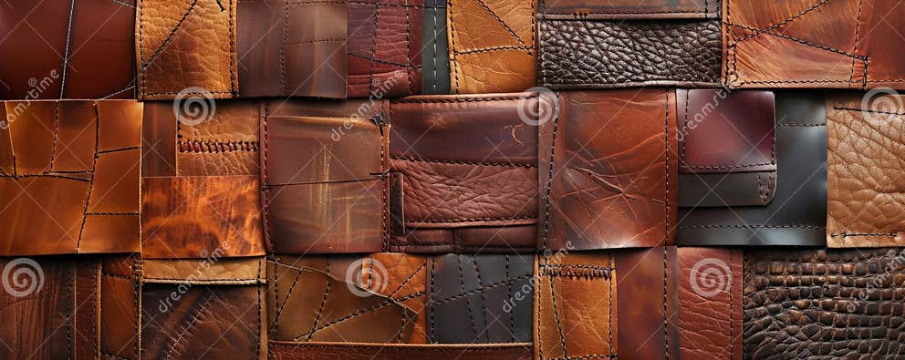 A Patchwork of Various Leather Textures in Different Shades of Brown ...