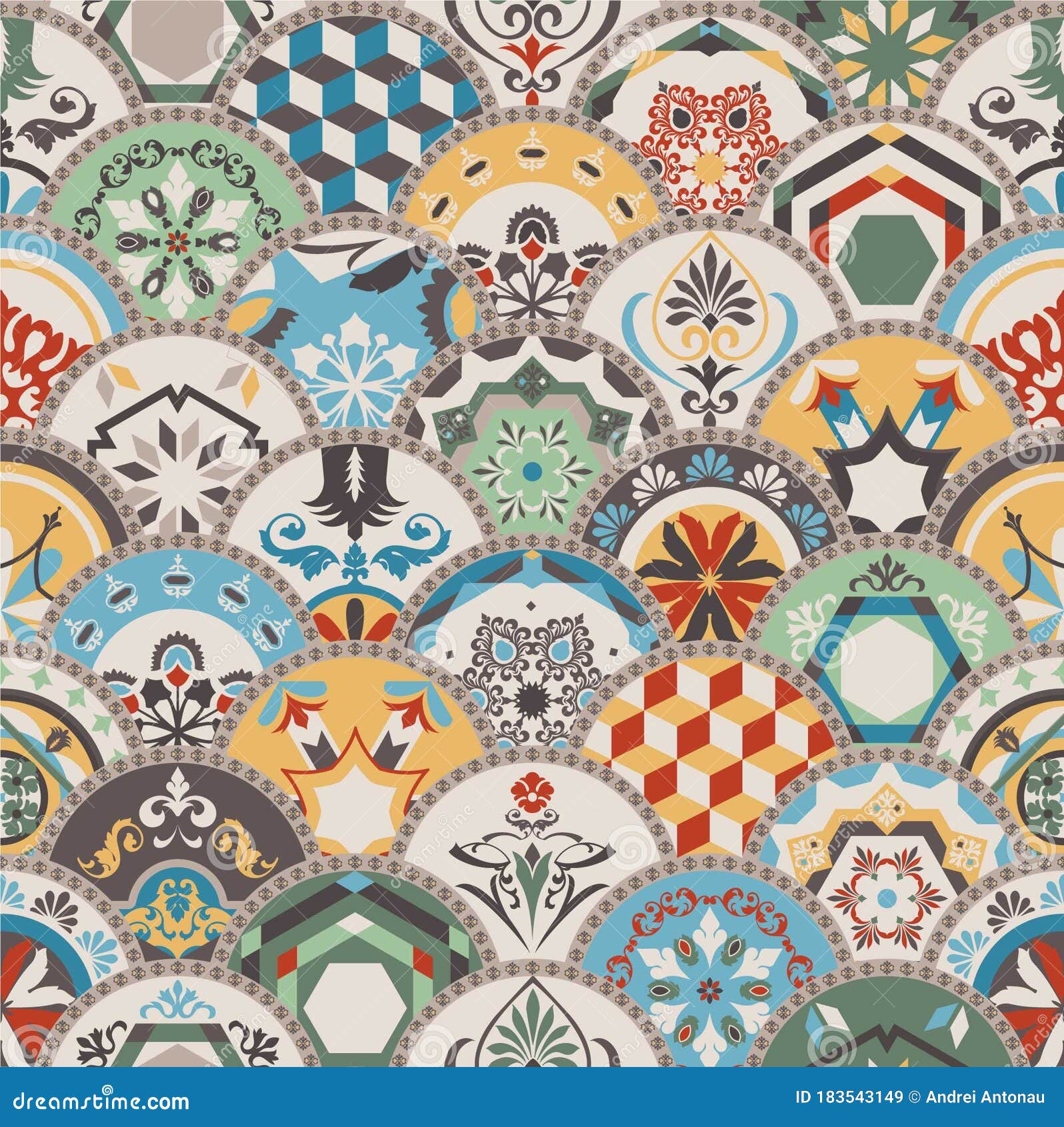 069_Vintage Round Tiles Intricate Details for a Decorative Look Stock ...