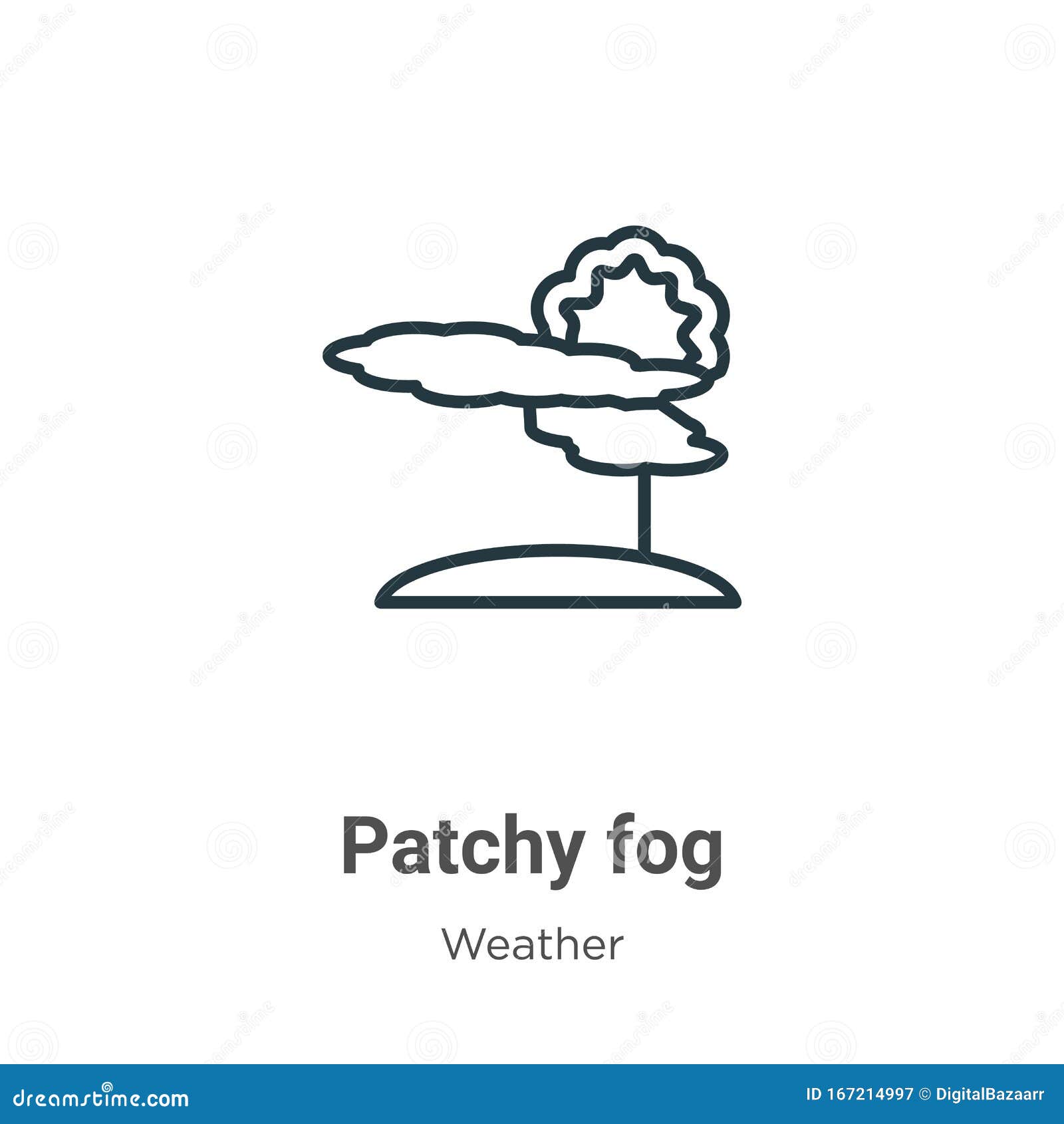Patchy Fog Outline Vector Icon. Thin Line Black Patchy Fog Icon, Flat ...