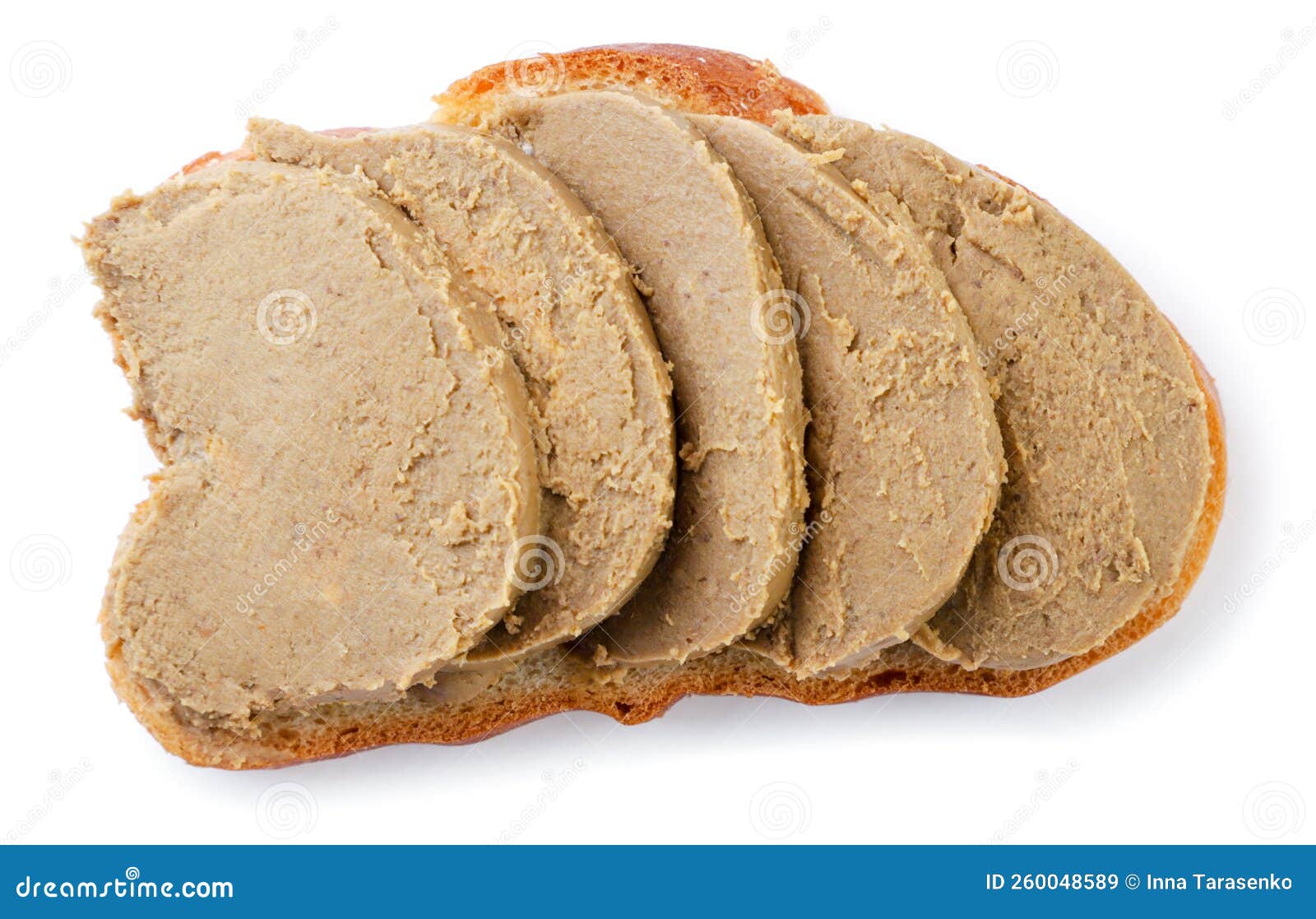 Pate on Bread on a White Background. Top View Stock Image - Image of ...